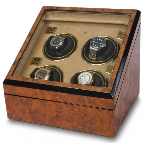 Quad Automatic Watch Winder W234 Rapport Optima Walnut Burl