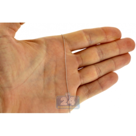 Solid 14K White Gold Square Box Link Womens Chain 0.5 mm