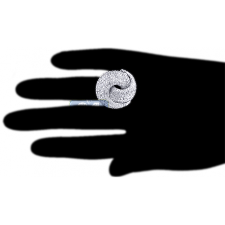 Womens Diamond Pave Round Swirl Ring 14K White Gold 4.92 ct