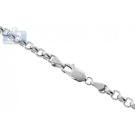 Mens 10K White Gold Puff Round Cable Chain 7 mm 24 26 28 30 32"