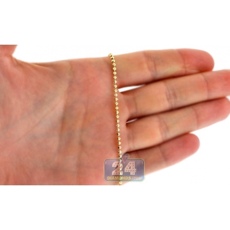 Mens Real 10K Yellow Gold Moon Cut Ball Chain 2 mm 22 24 26 28"