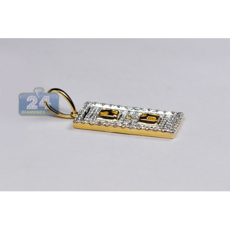 Mens Diamond Plug Socket Pendant Solid 10K Yellow Gold 0.74ct