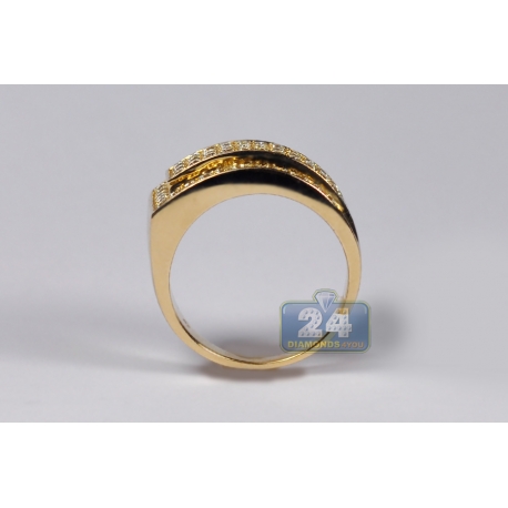 Mens Diamond Slanted Band Ring 14K Yellow Gold 1.55 ct 12 mm