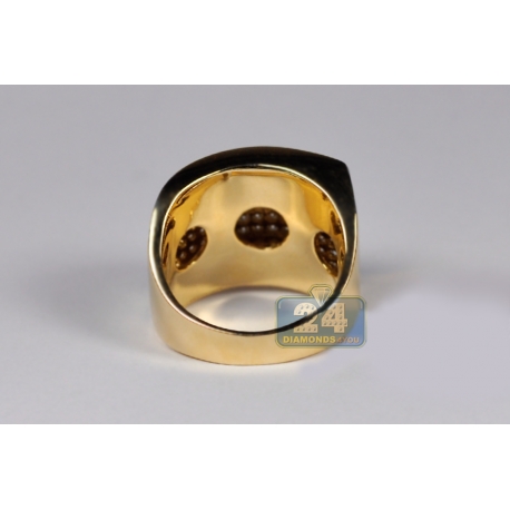 Mens Diamond Slanted Band Ring 14K Yellow Gold 2.42 ct 19 mm