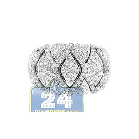 Womens Diamond Vintage Puff Band Ring 14K White Gold 1.61 ct