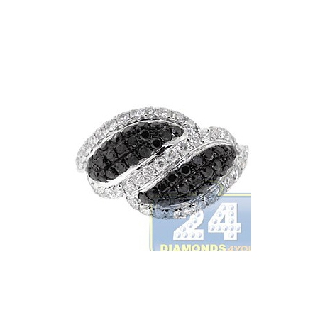 Womens 1.63 ct Mixed Black Diamond Bypass Ring 14K White Gold