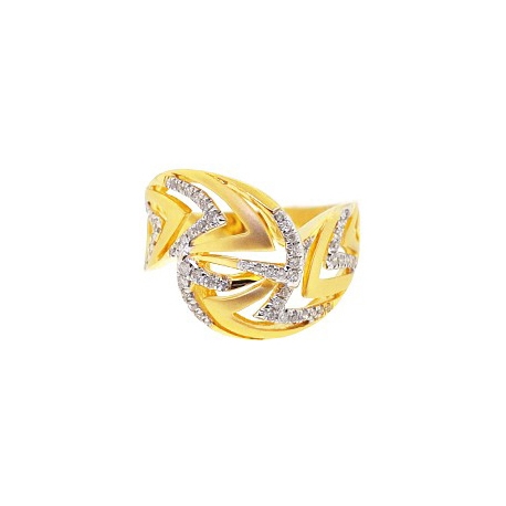 Womens Diamond Abstract Openwork Ring Matte 14K Yellow Gold