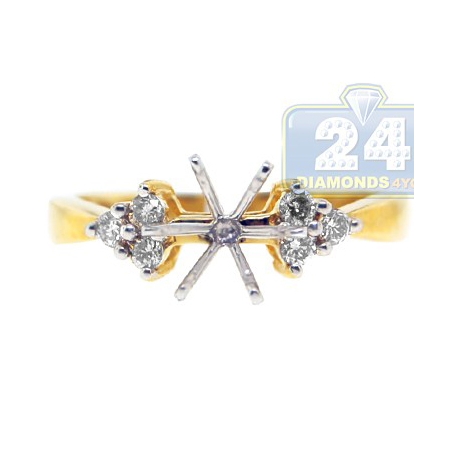 Womens 6 Stone Diamond Engagement Ring Setting 14K Yellow Gold